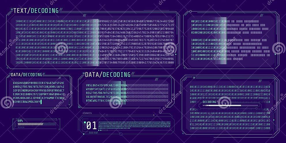 Data Entry and Text Decoding on Futuristic Interface Screen. Stock Vector - Illustration of data ...