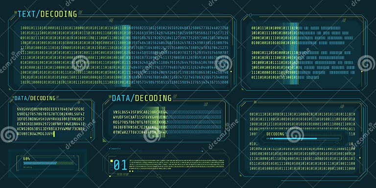 Data Entry and Text Decoding on Futuristic Interface Screen. Stock ...