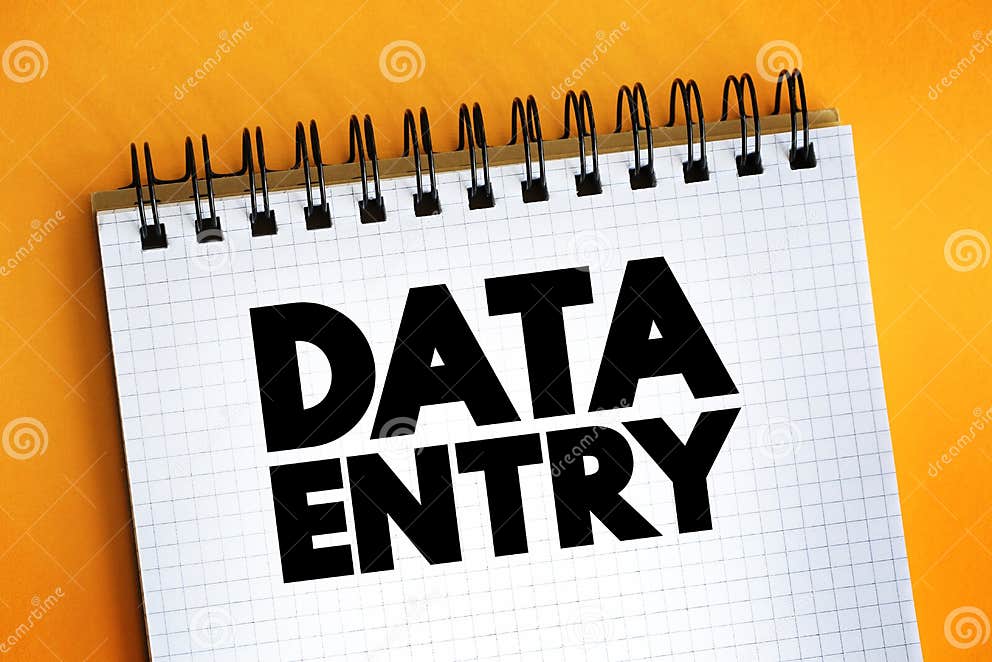 Data Entry Text on Notepad, Concept Background Stock Image - Image of ...