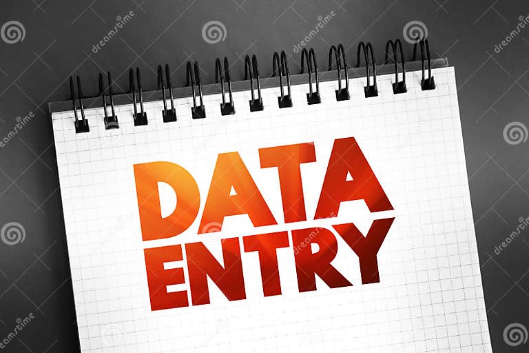 Data Entry Text on Notepad, Concept Background Stock Photo - Image of ...