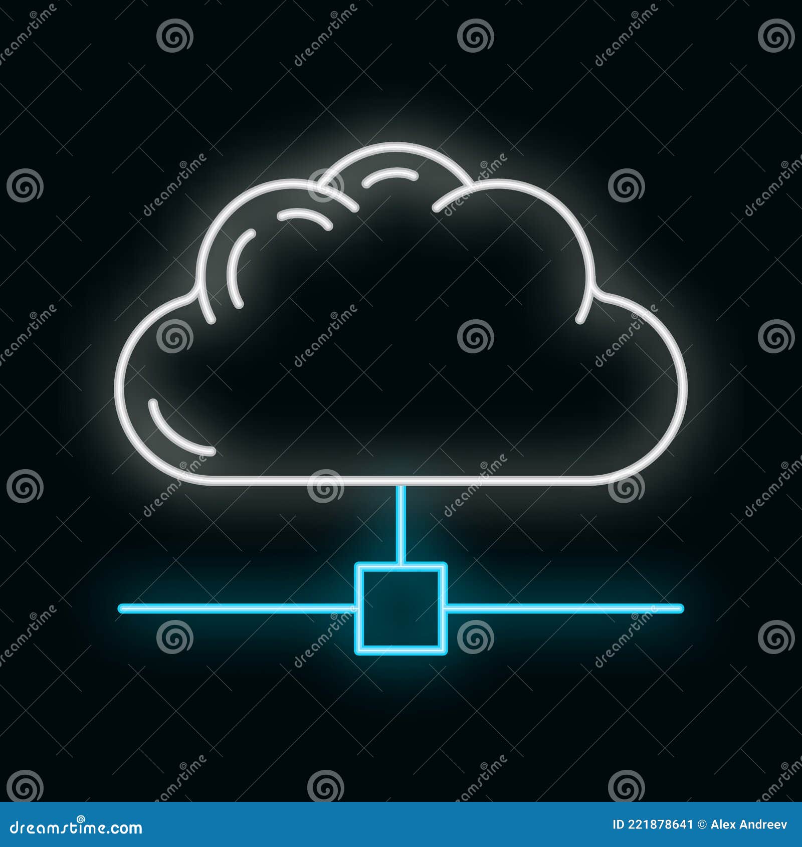Data Exchange Cloud Icon Glow Neon Style, Remote Info Storage, Database ...
