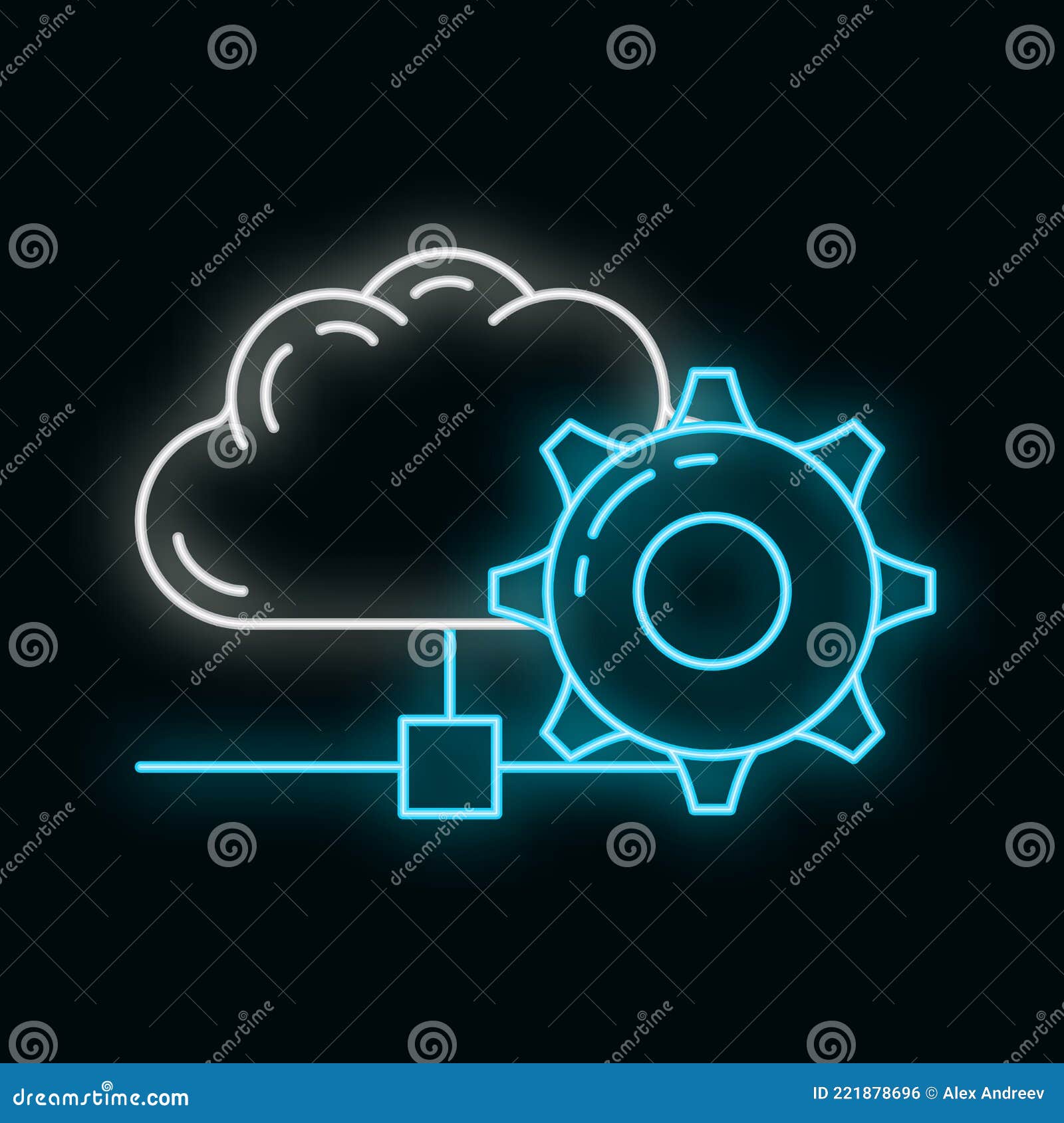 Data Exchange Cloud Icon Glow Neon Style, Remote Info Storage, Database ...