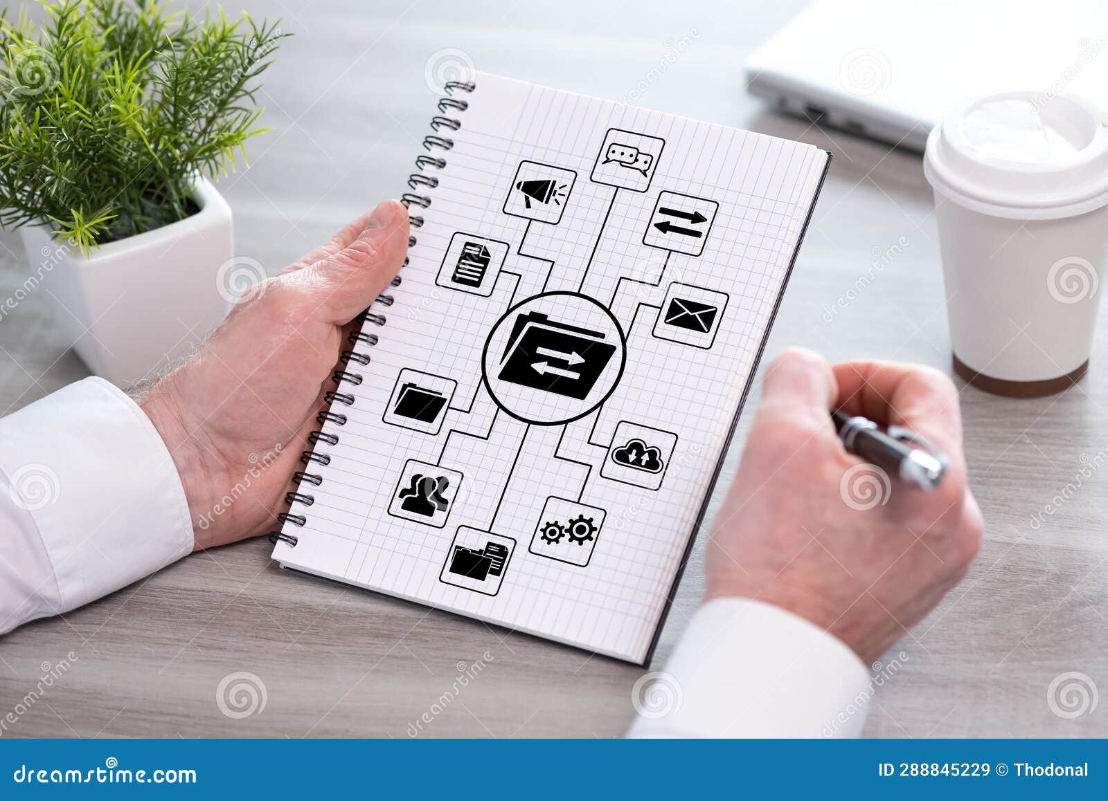 Data Exchange Concept on a Notepad Stock Image - Image of transfer ...