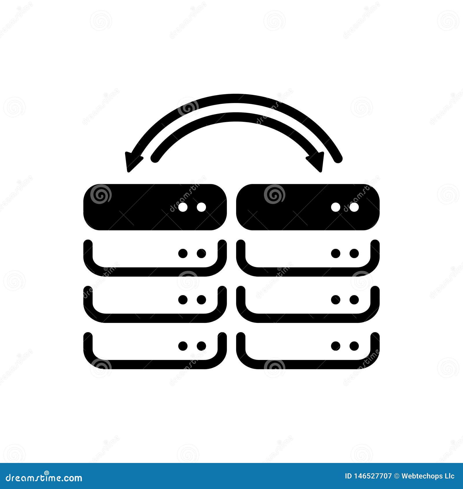 Black Solid Icon for Data Exchange, Server and Cloud Stock Vector ...