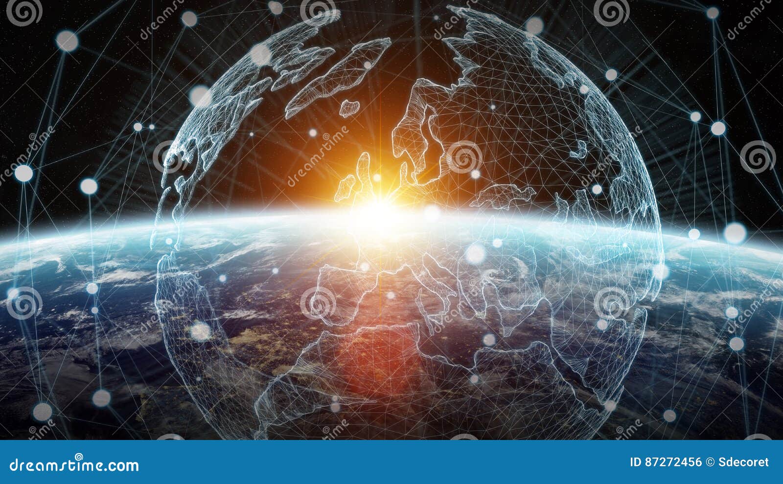 Data Exchange and Global Network Over the World 3D Rendering Stock ...