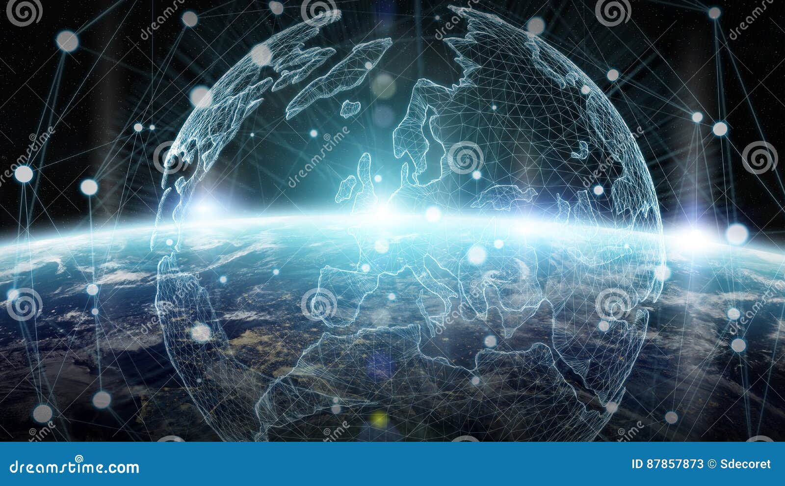 Data Exchange and Global Network Over the World 3D Rendering Stock ...