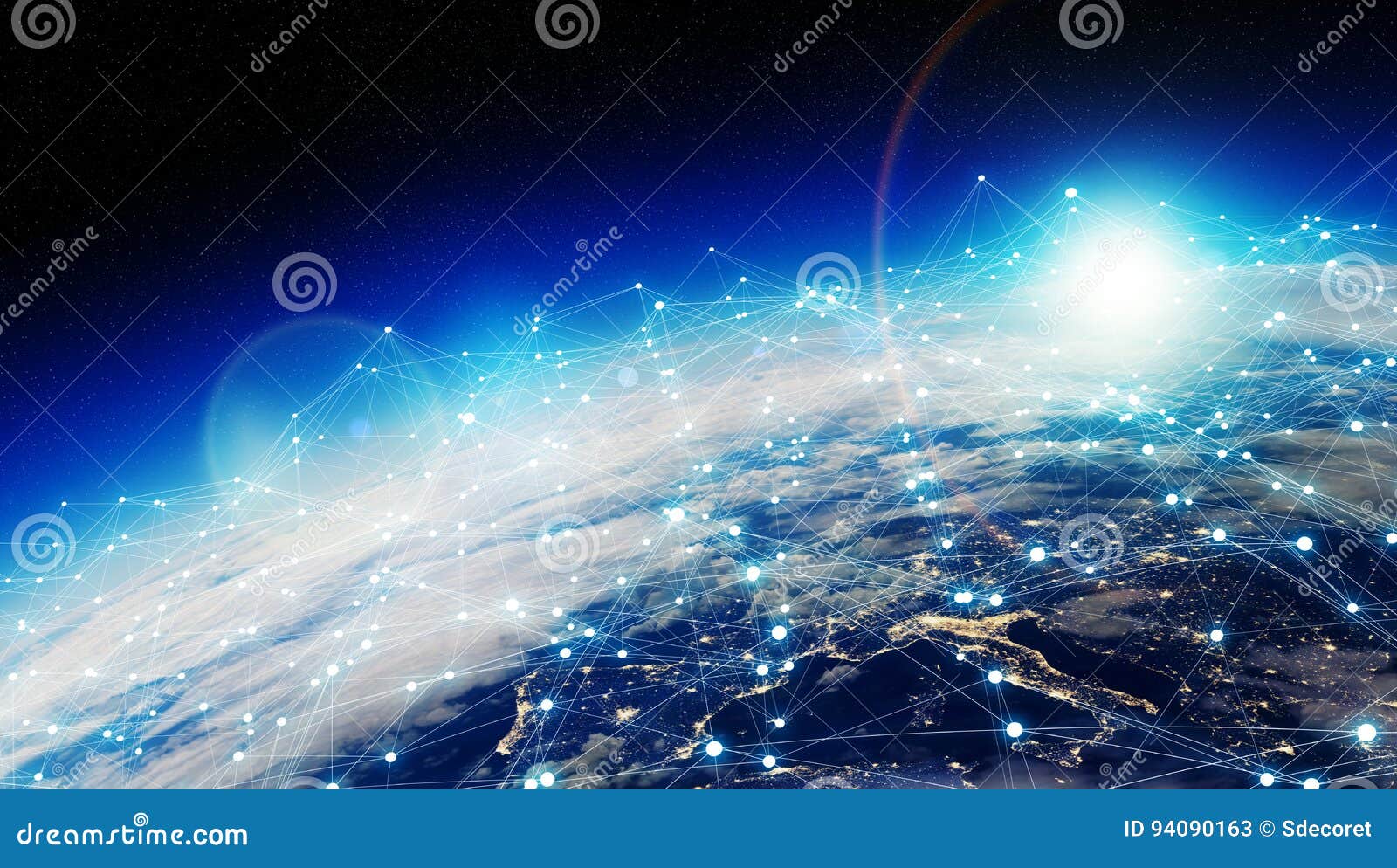 Data Exchange and Global Network Over the World 3D Rendering Stock ...