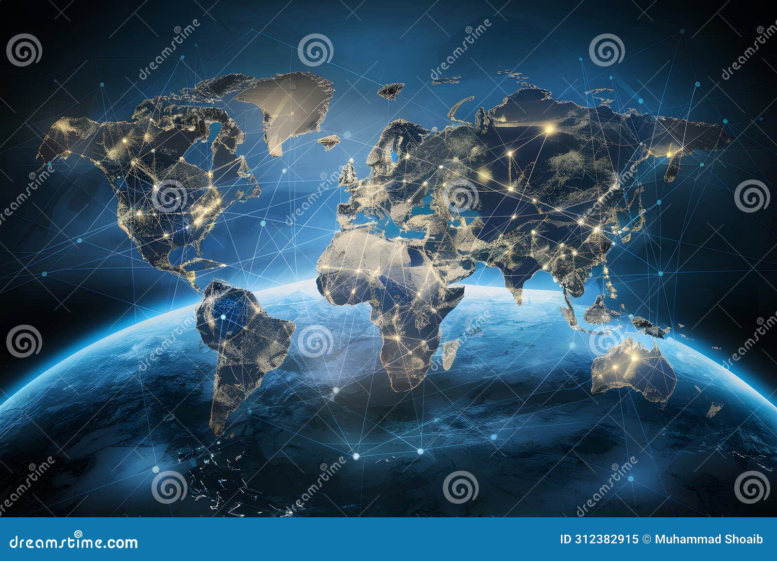 Data Exchange Over Earth 3D Rendering Illustrates Global Network Stock ...
