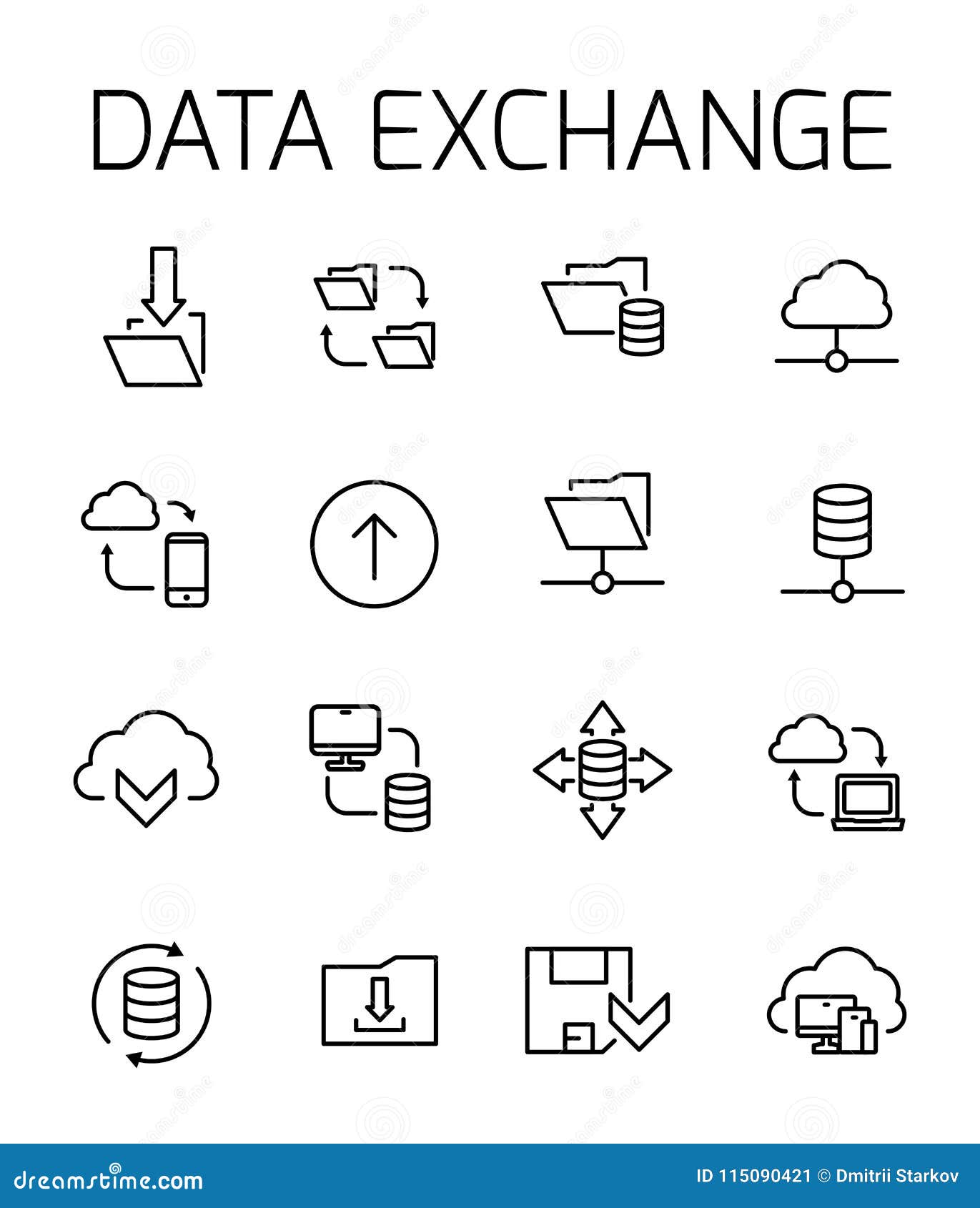 Data Exchange Related Vector Icon Set Stock Vector - Illustration of ...
