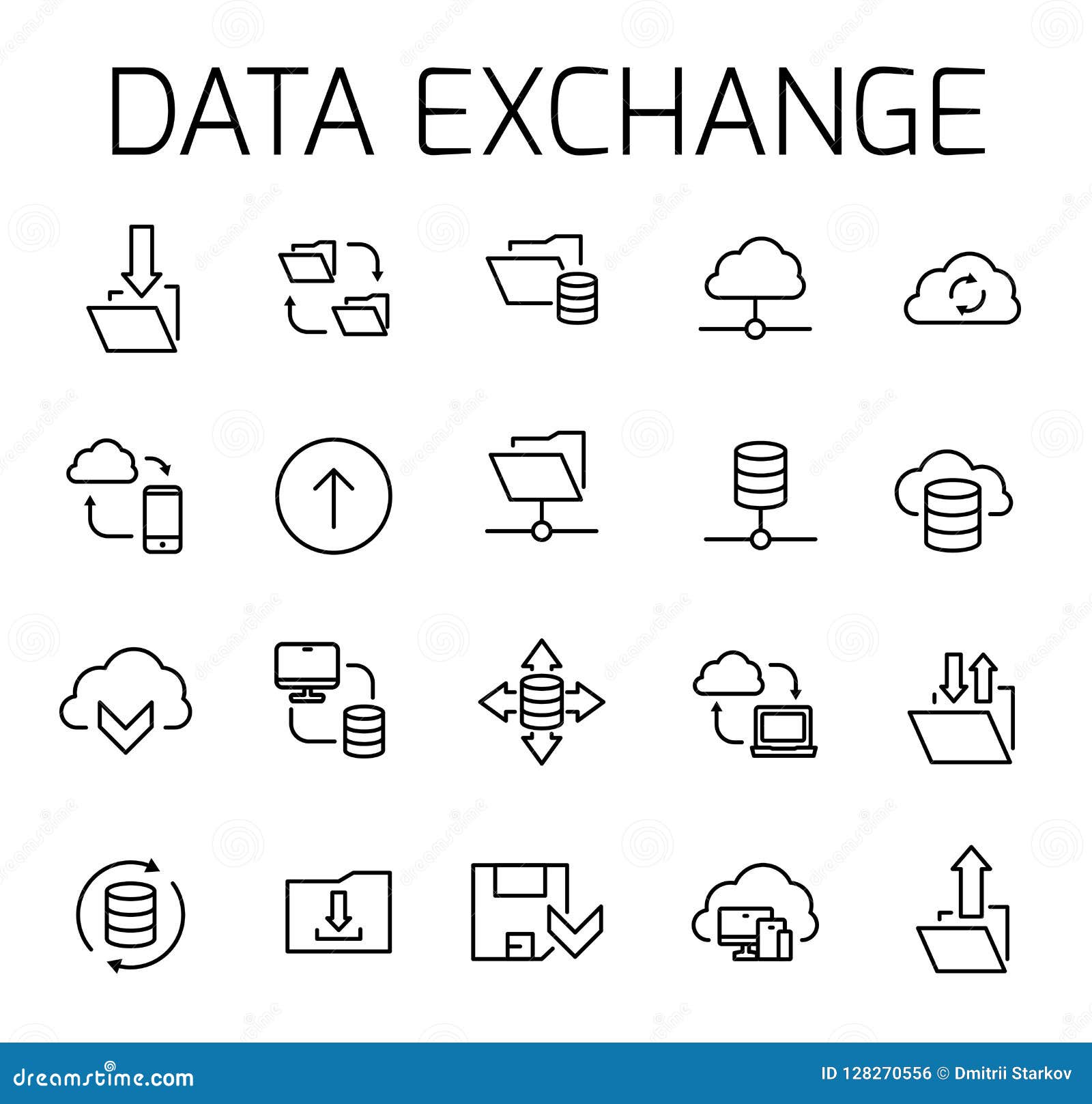 Data Exchange Related Vector Icon Set Stock Vector - Illustration of ...