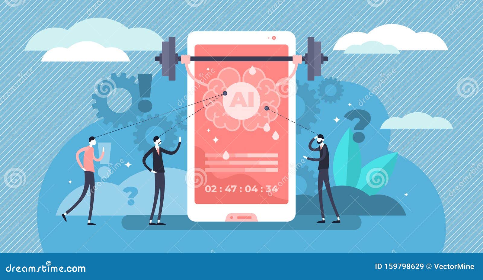 Data Feeding Vector Illustration. Flat Tiny AI Information Persons ...