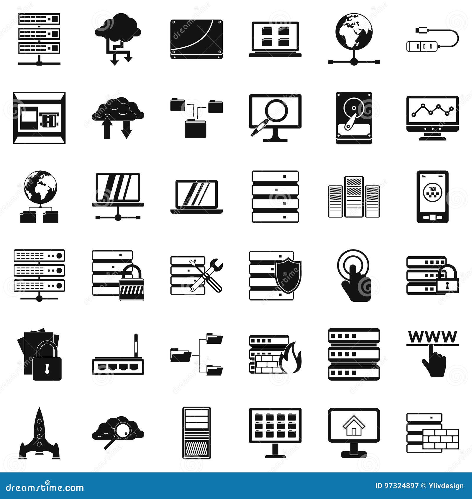 Data File Icons Set, Simple Style Stock Vector - Illustration of ...