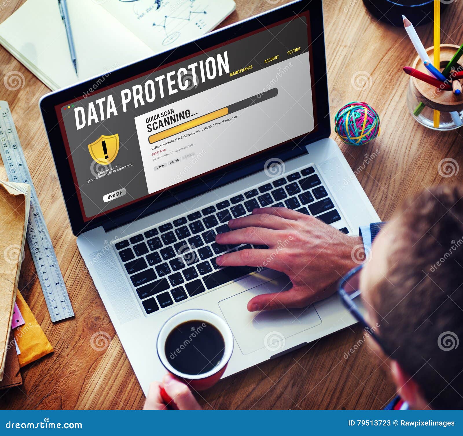 Data File Protection Firewall Malware Removal Concept Stock Image ...