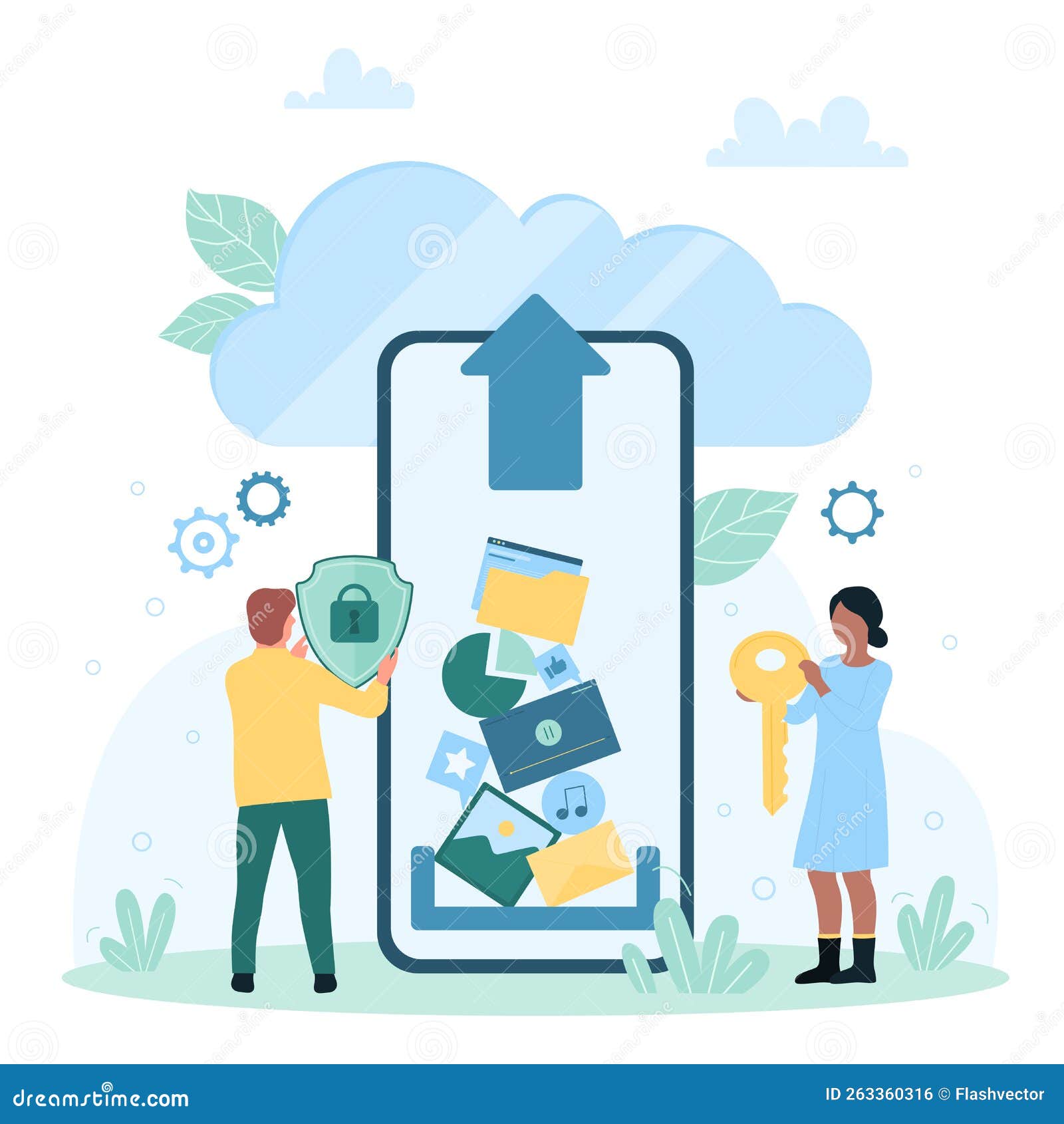 Data Files Upload To Cloud Storage, Tiny People Uploading Video and ... Data Files Upload To Cloud Storage, Tiny People Uploading Video and ...
