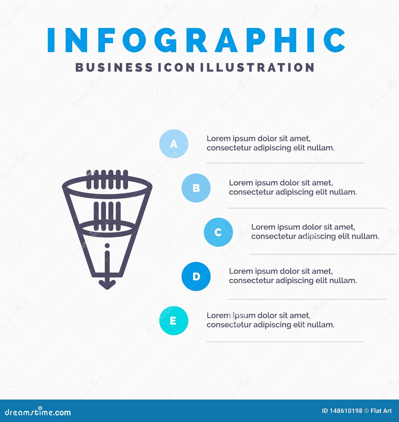 Data, Filter, Filtering, Filtration, Funnel Line Icon with 5 Steps ...