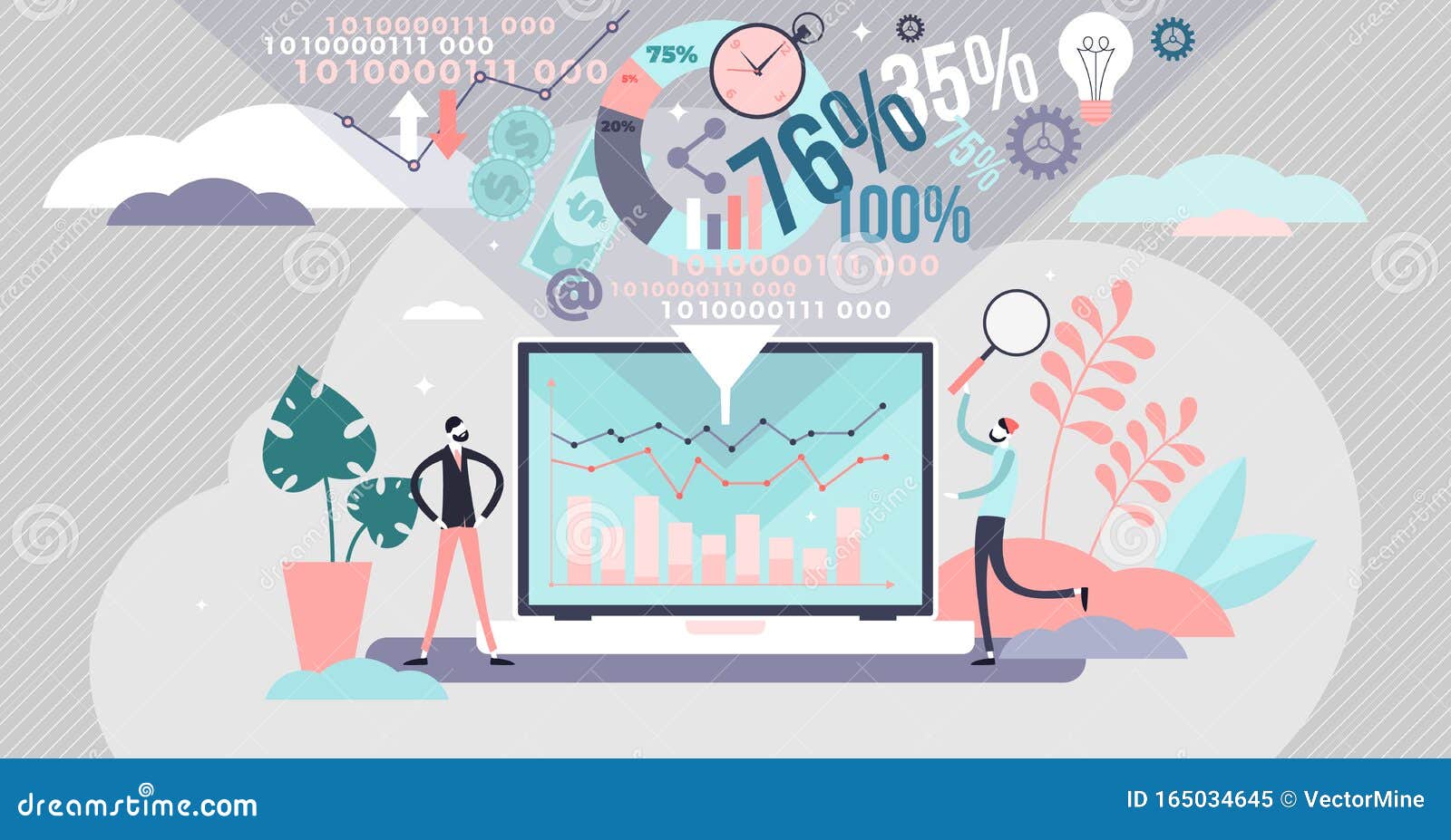 Data Filter Vector Illustration. Info Analysis in Flat Tiny Person ...