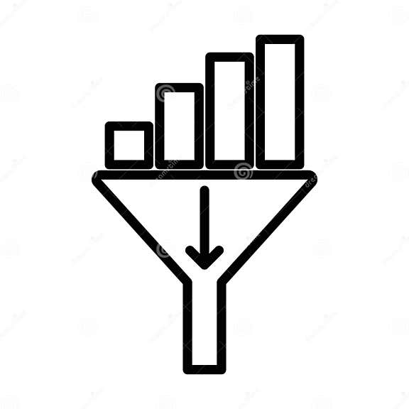 Data Filtering Icon Linear Logo Mark in Black and White Stock Vector ...