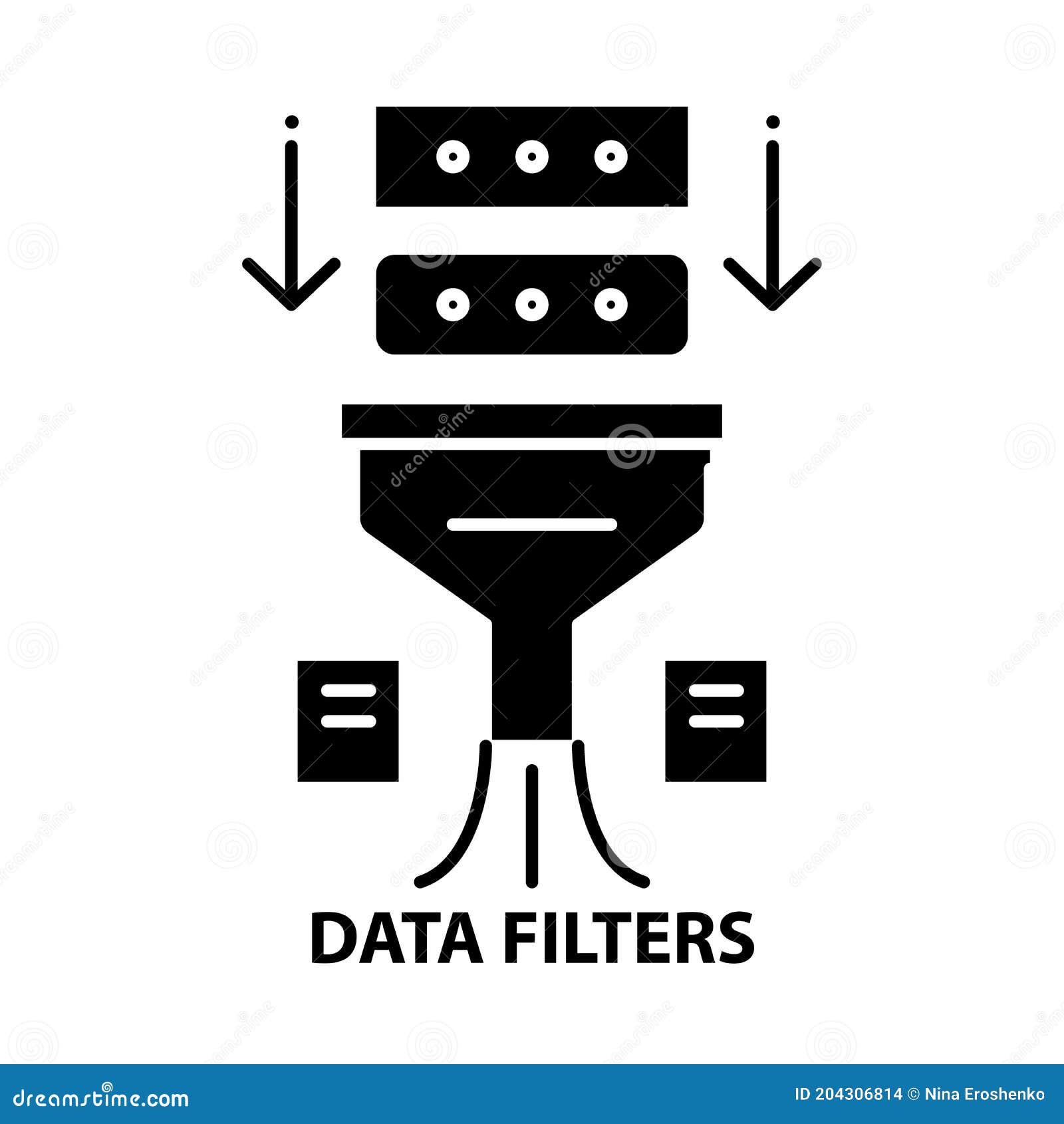 Data Filters Icon, Black Vector Sign with Editable Strokes, Concept ...