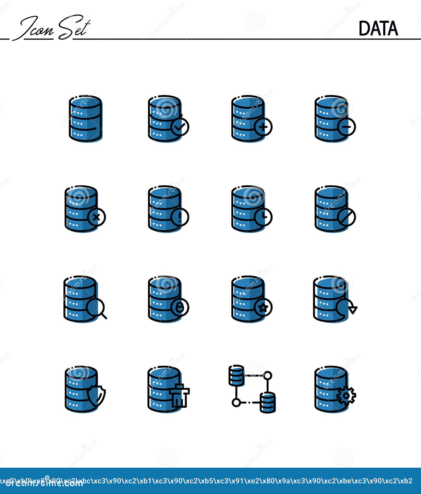 Data flat icon set. stock vector. Illustration of hard - 85699718