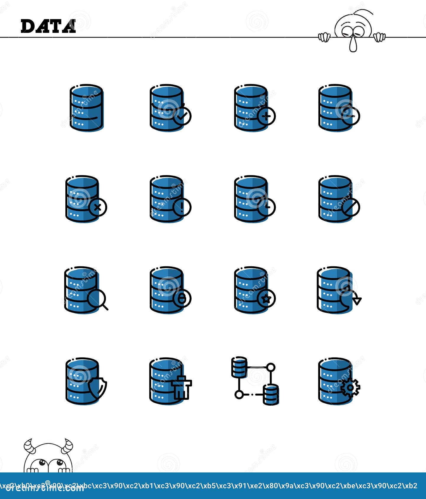 Data flat icon set. stock vector. Illustration of architecture - 85700960