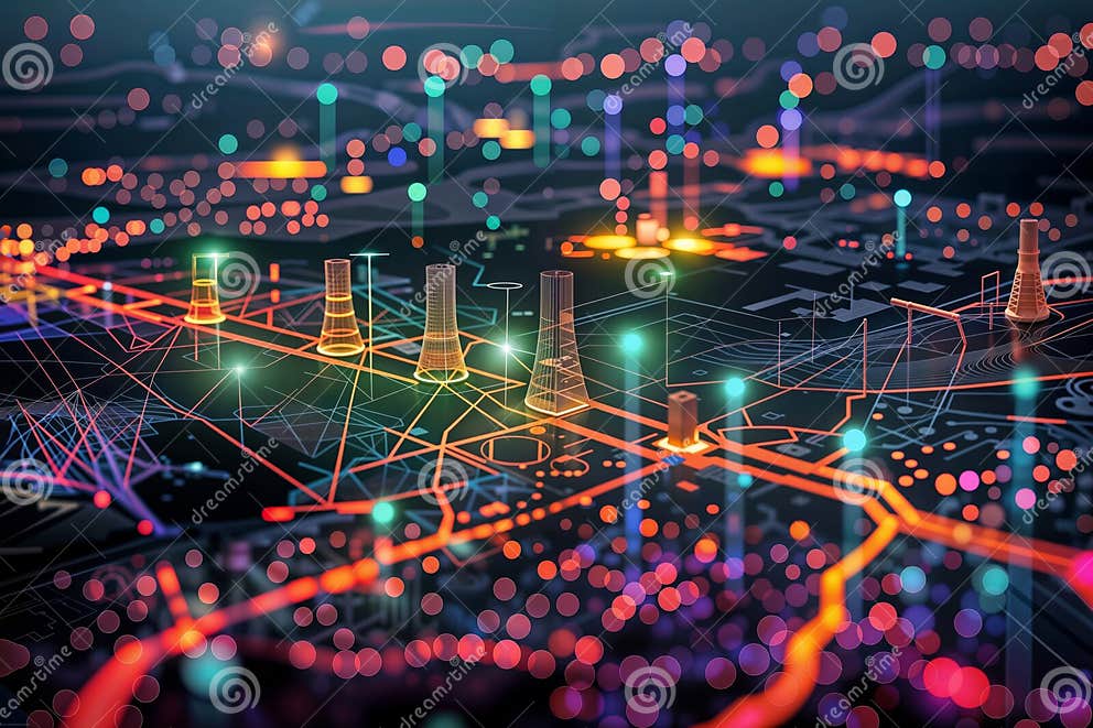 Data Flow: Abstract Visualization of Data Processing and Connectivity ...