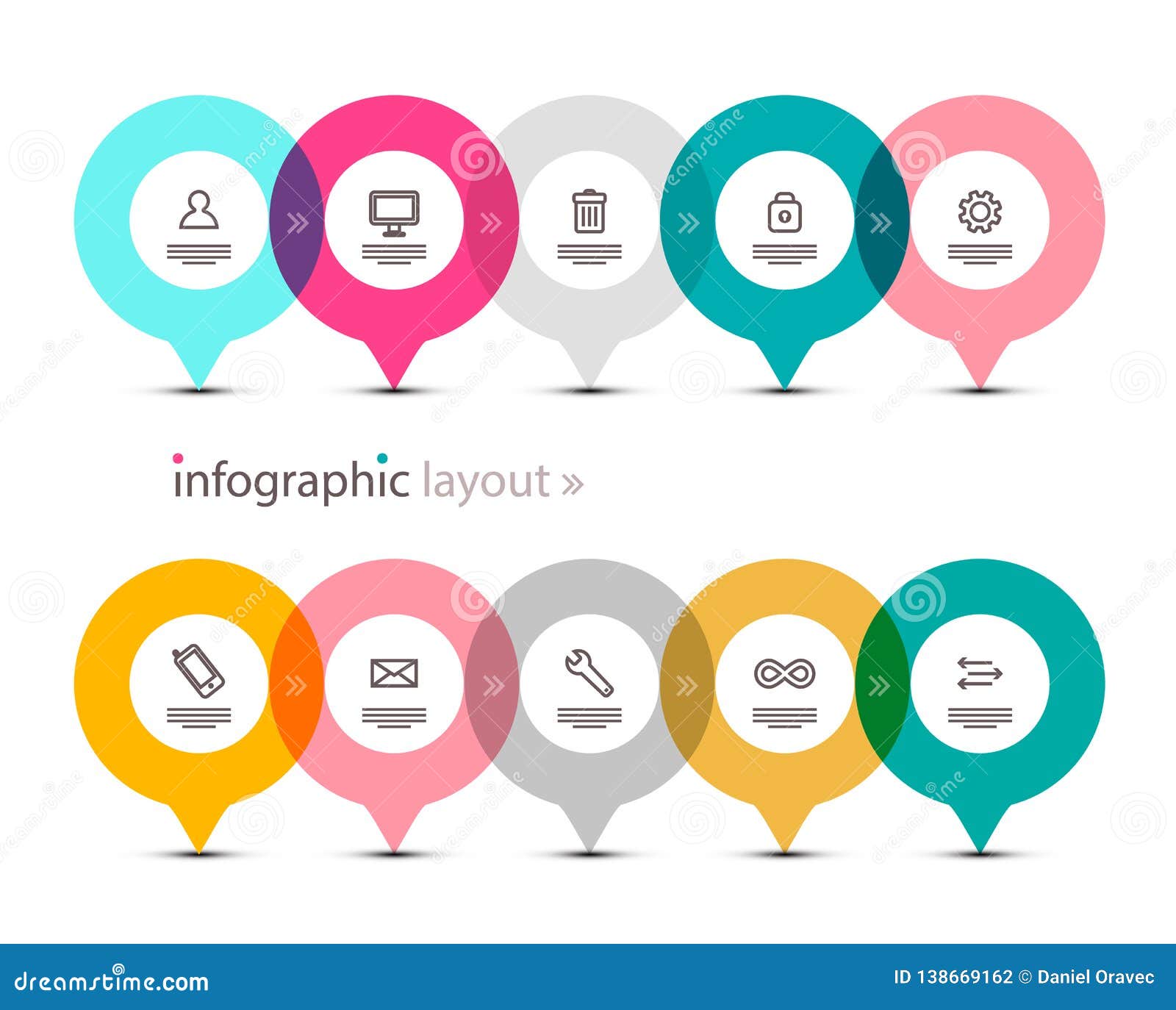Data Flow with App Icons on Circles. Stock Vector - Illustration of ...