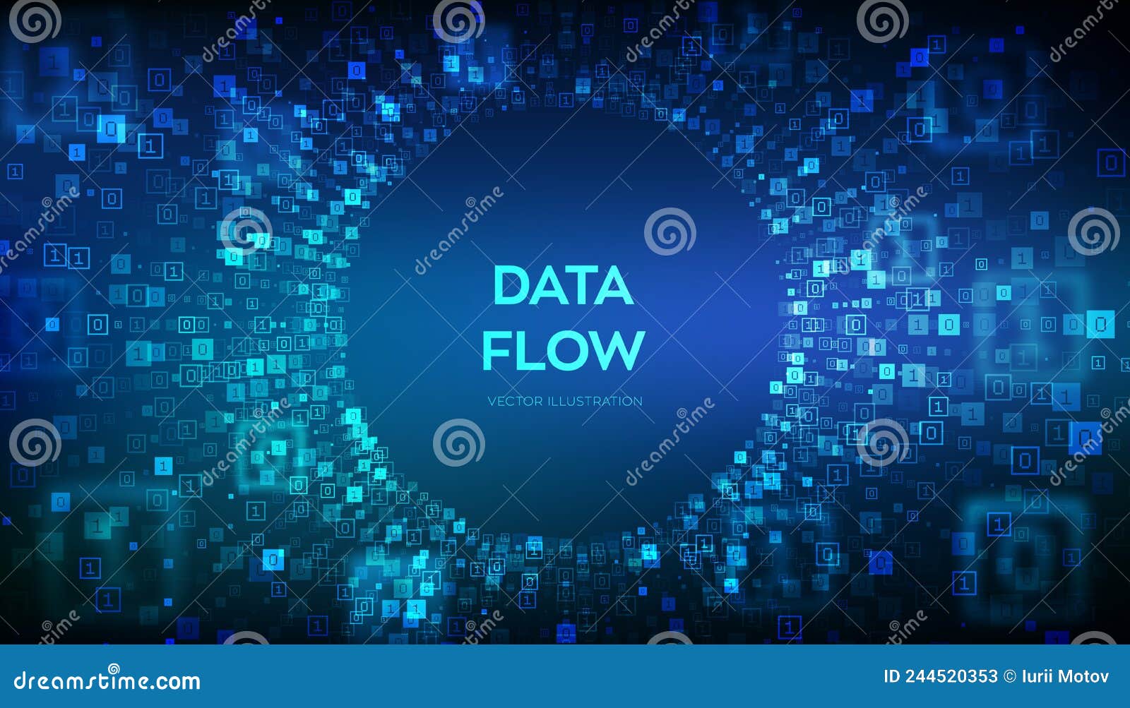Data Flow Binary Data Flow Tunnel Virtual Tunnel Warp Coding Programming Or Hacking Concept