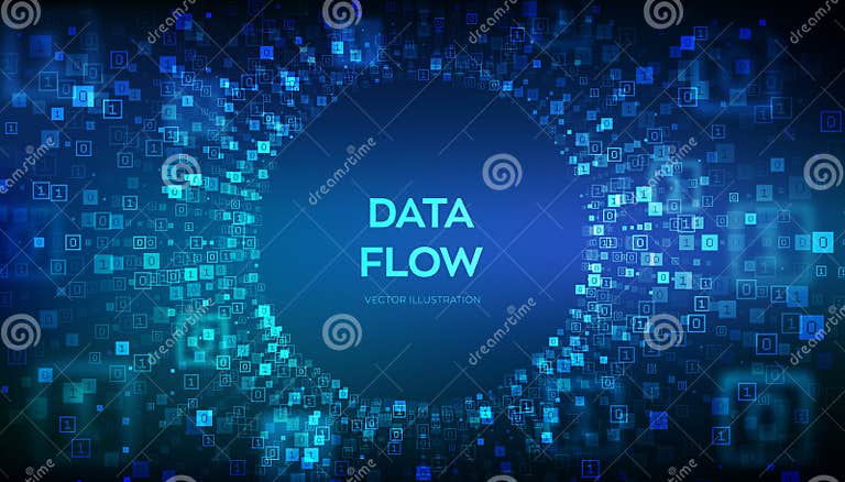 Data Flow Binary Data Flow Tunnel Virtual Tunnel Warp Coding Programming Or Hacking Concept