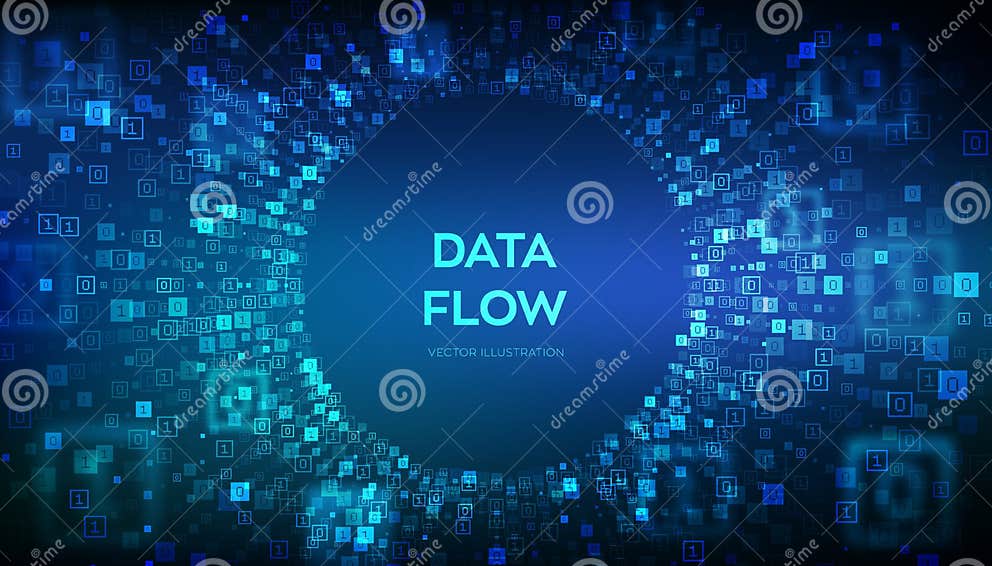Data Flow Binary Data Flow Tunnel Virtual Tunnel Warp Coding Programming Or Hacking Concept