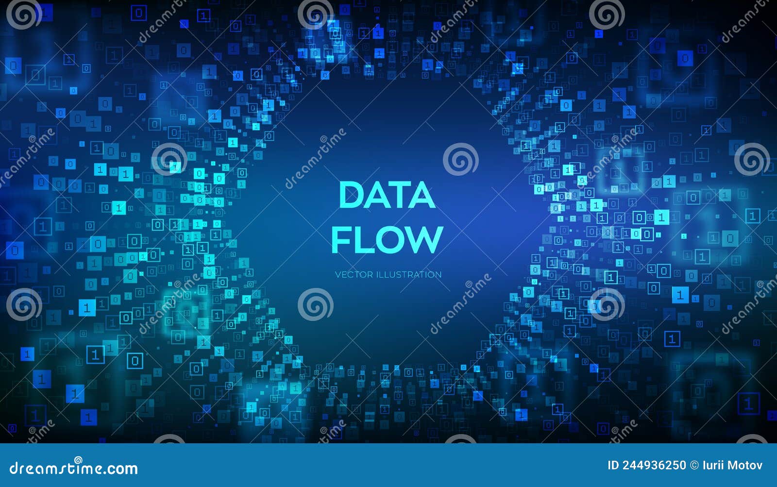 Data Flow Binary Data Flow Tunnel Virtual Tunnel Warp Coding Programming Or Hacking Concept
