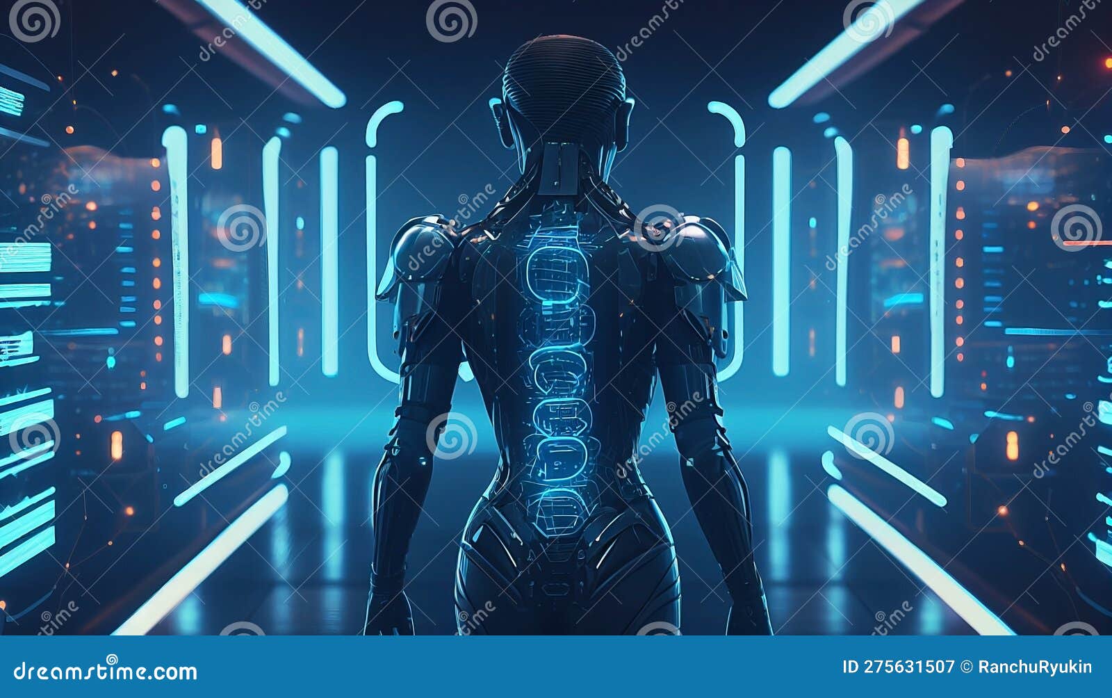 Robot Data Flow Concept Networking. Stock Illustration - Illustration ...