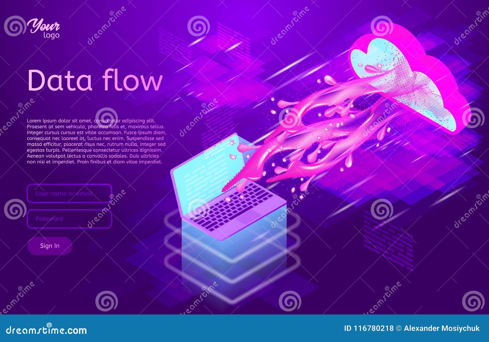 Data Flow Design Concept. Isometric Vector Illustration. Stock Vector ...