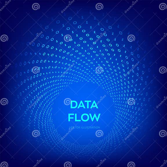 Data Flow Digital Code Binary Data Flow Big Data Virtual Tunnel Warp Coding Programming Or