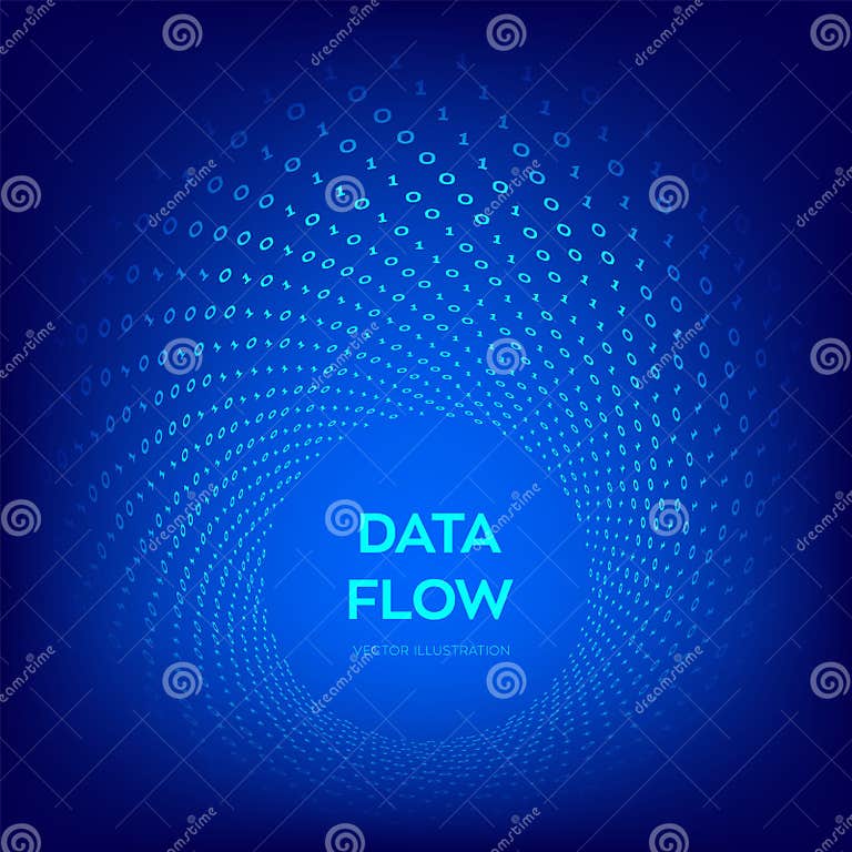 Data Flow Digital Code Binary Data Flow Big Data Virtual Tunnel Warp Coding Programming Or