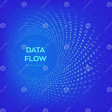 Data Flow. Digital Code. Binary Data Flow. Big Data. Virtual Tunnel Warp. Coding, Programming or ...