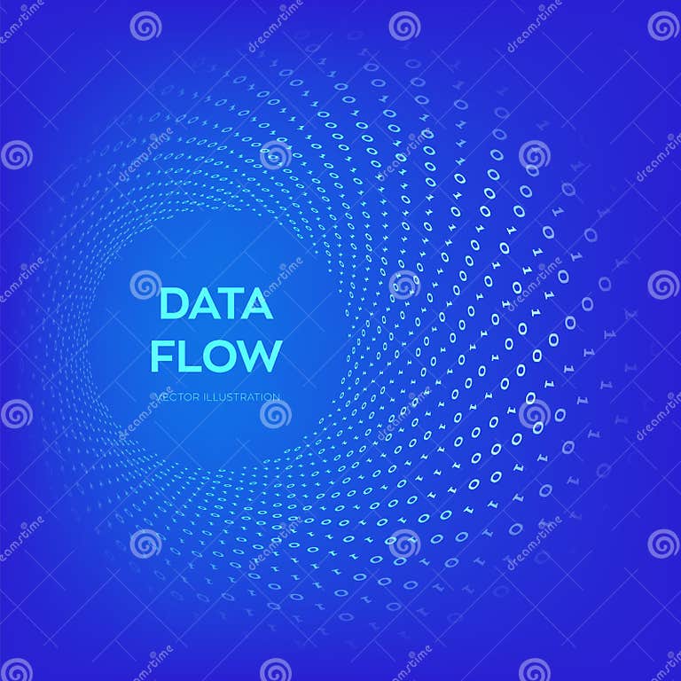 Data Flow Digital Code Binary Data Flow Big Data Virtual Tunnel Warp Coding Programming Or