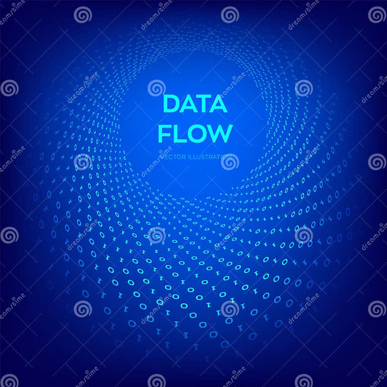 Data Flow Digital Code Binary Data Flow Big Data Virtual Tunnel Warp Coding Programming Or