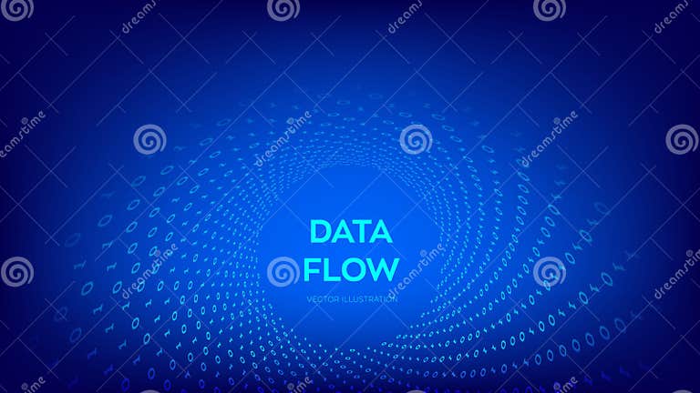 Data Flow. Digital Code. Binary Data Flow. Virtual Tunnel Warp. Coding, Programming or Hacking ...