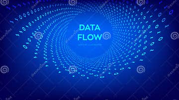 Data Flow. Digital Code. Binary Data Flow. Virtual Tunnel Warp. Coding, Programming or Hacking ...