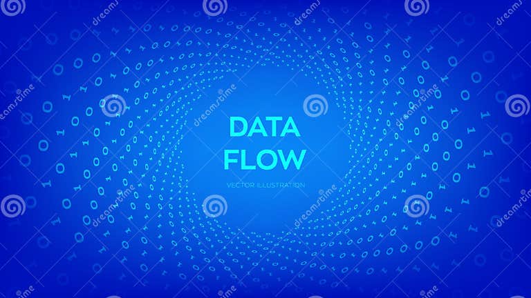 Data Flow Digital Code Binary Data Flow Virtual Tunnel Warp Coding Programming Or Hacking