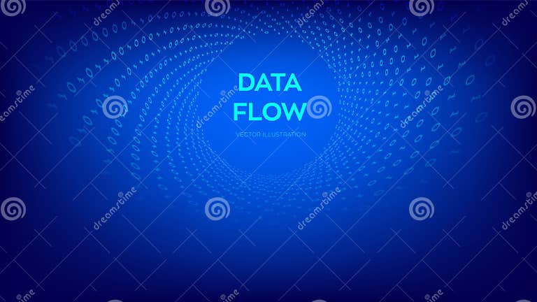 Data Flow Digital Code Binary Data Flow Virtual Tunnel Warp Coding Programming Or Hacking