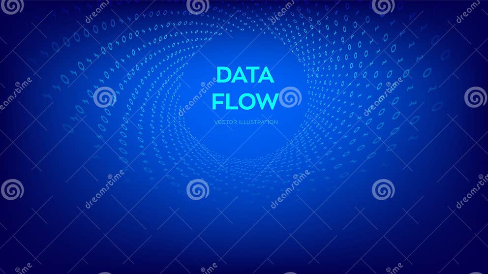 Data Flow Digital Code Binary Data Flow Virtual Tunnel Warp Coding Programming Or Hacking