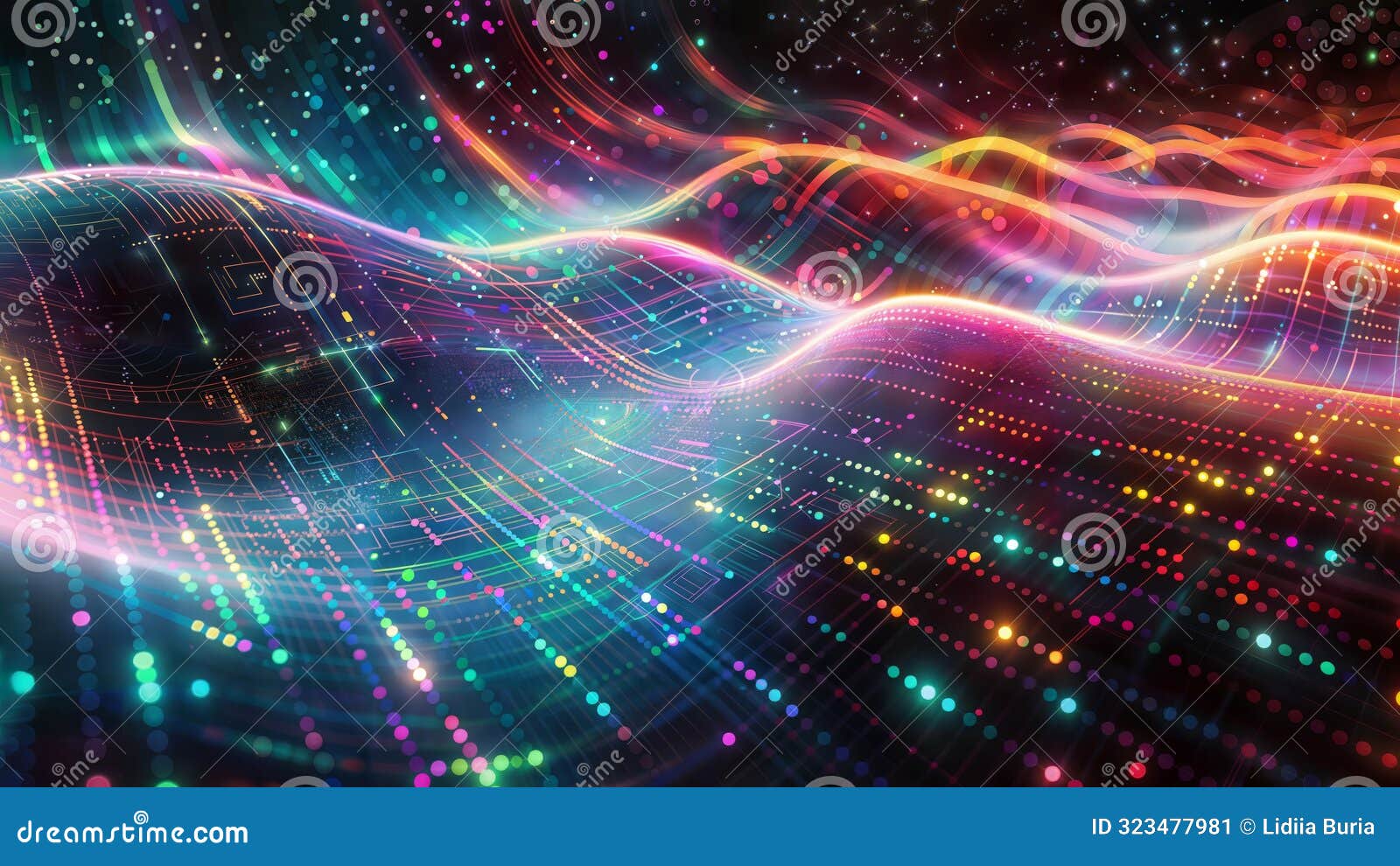 Data Flow & Networks: Light Streams & Circuits, Generative Ai Stock ...