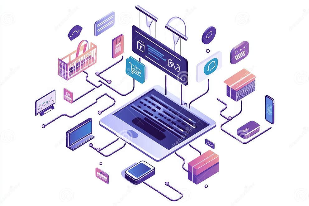Data Flow and Transaction Visualization Stock Illustration ...