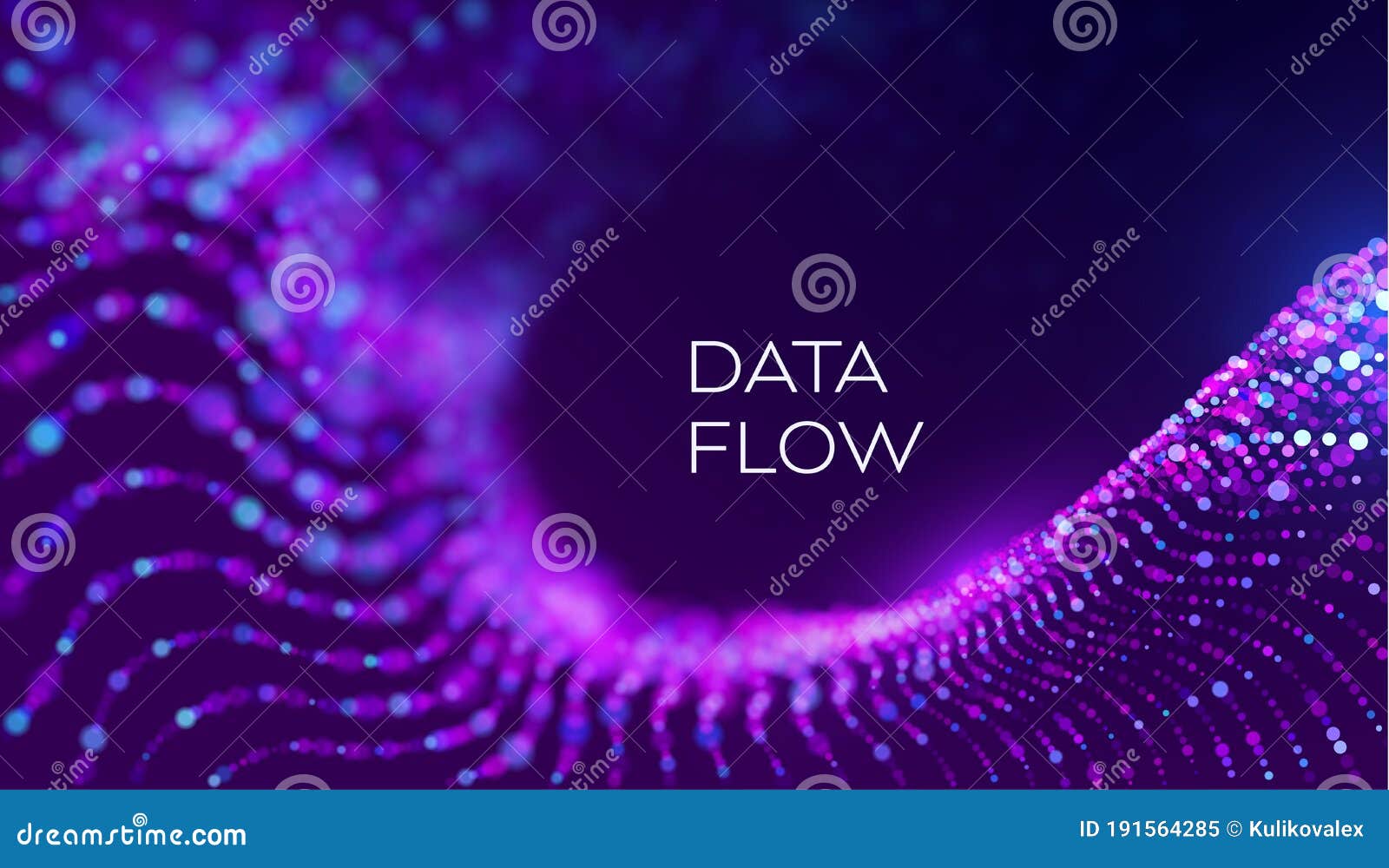 Data Flow Wave In Abstract Style On Purple Background. Multithreading ...