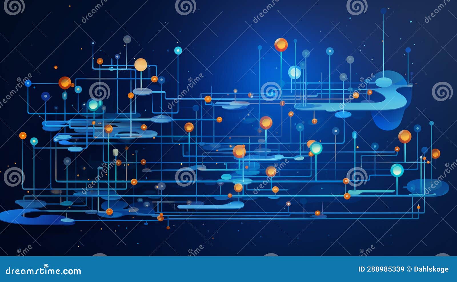Data Flowing Vector with Blue Background Stock Illustration ...