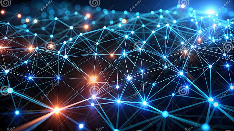 Data Flows through the Network! Glowing Lines Connect and Disconnect ...