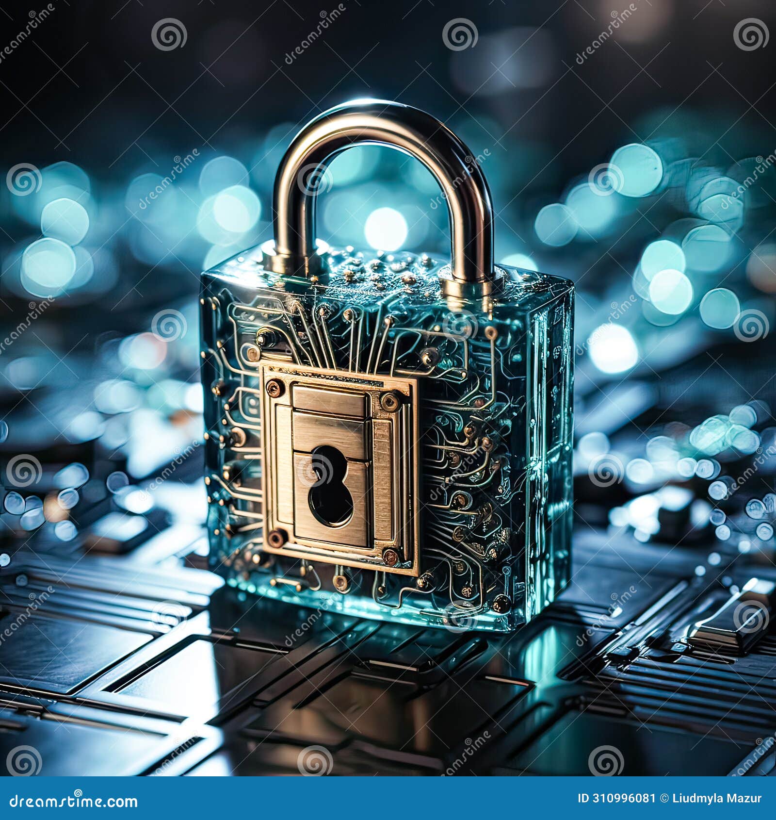 Data Fortress, Lock with Key on a Chip Symbolizes Robust Data ...