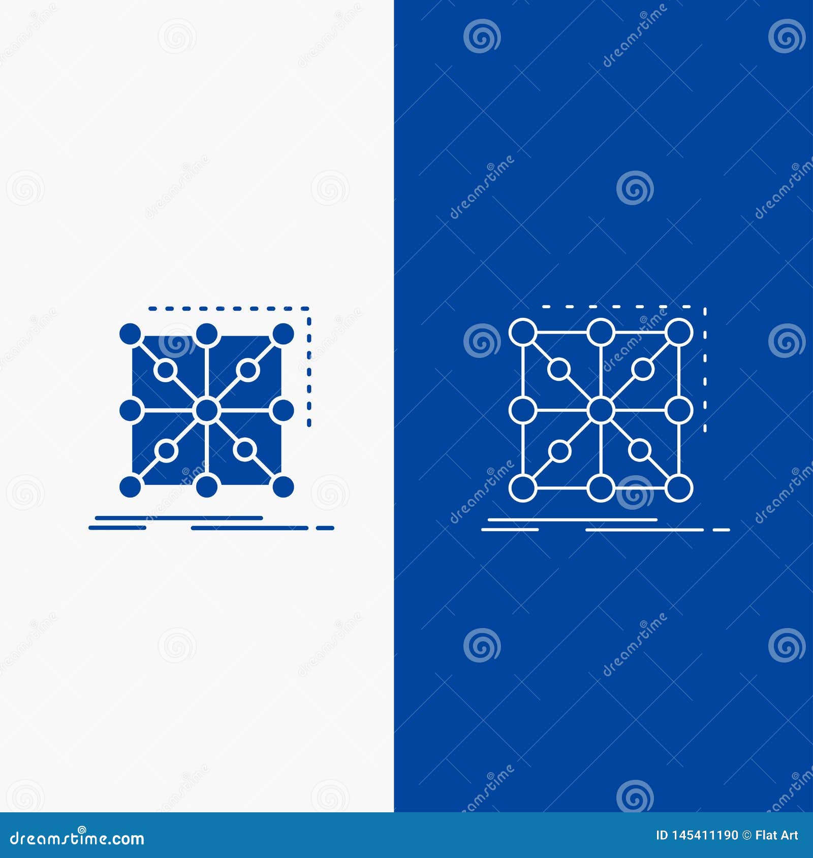 Data Framework App Cluster Complex Line And Glyph Web Button In Blue Color Vertical Banner