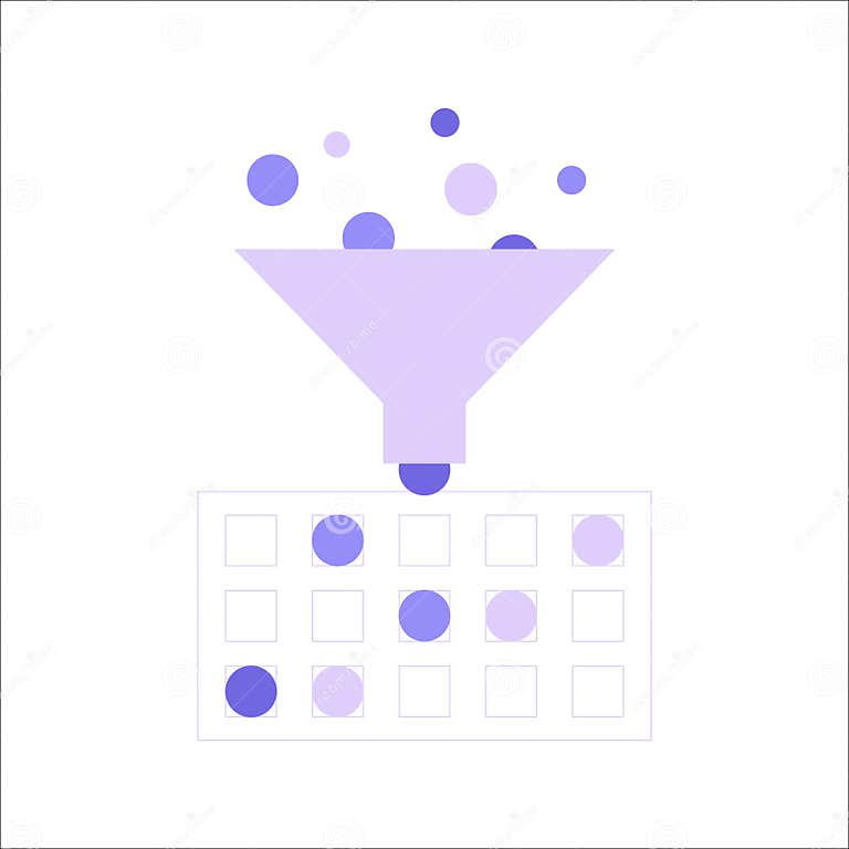 Data Funnel with Filtering Process in Flat Vector Illustration ...